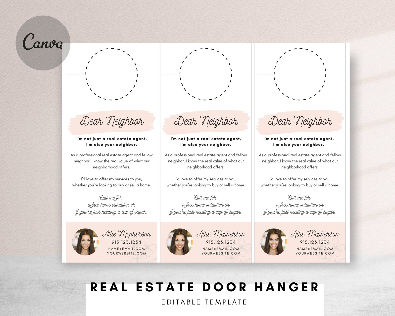 Editable Realtor Introduction, Real Estate Door Hanger Tag, Real Estate ...