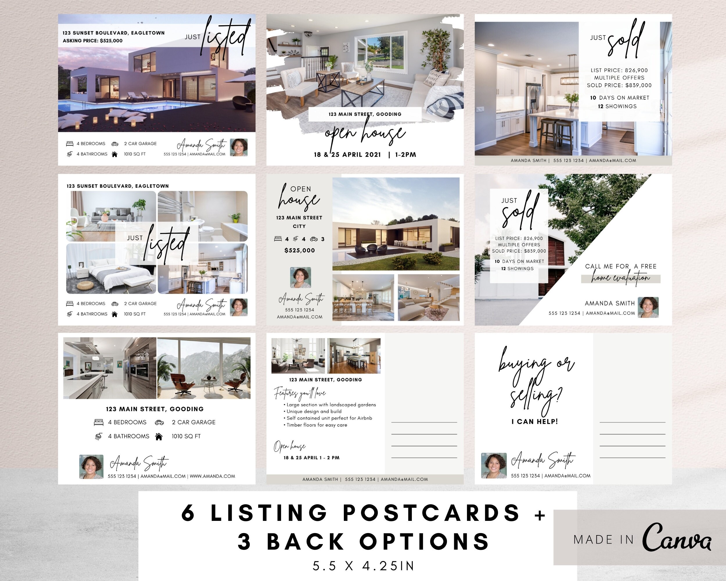 Editable Real Estate Postcard, Just Listed Postcard, Open House ...