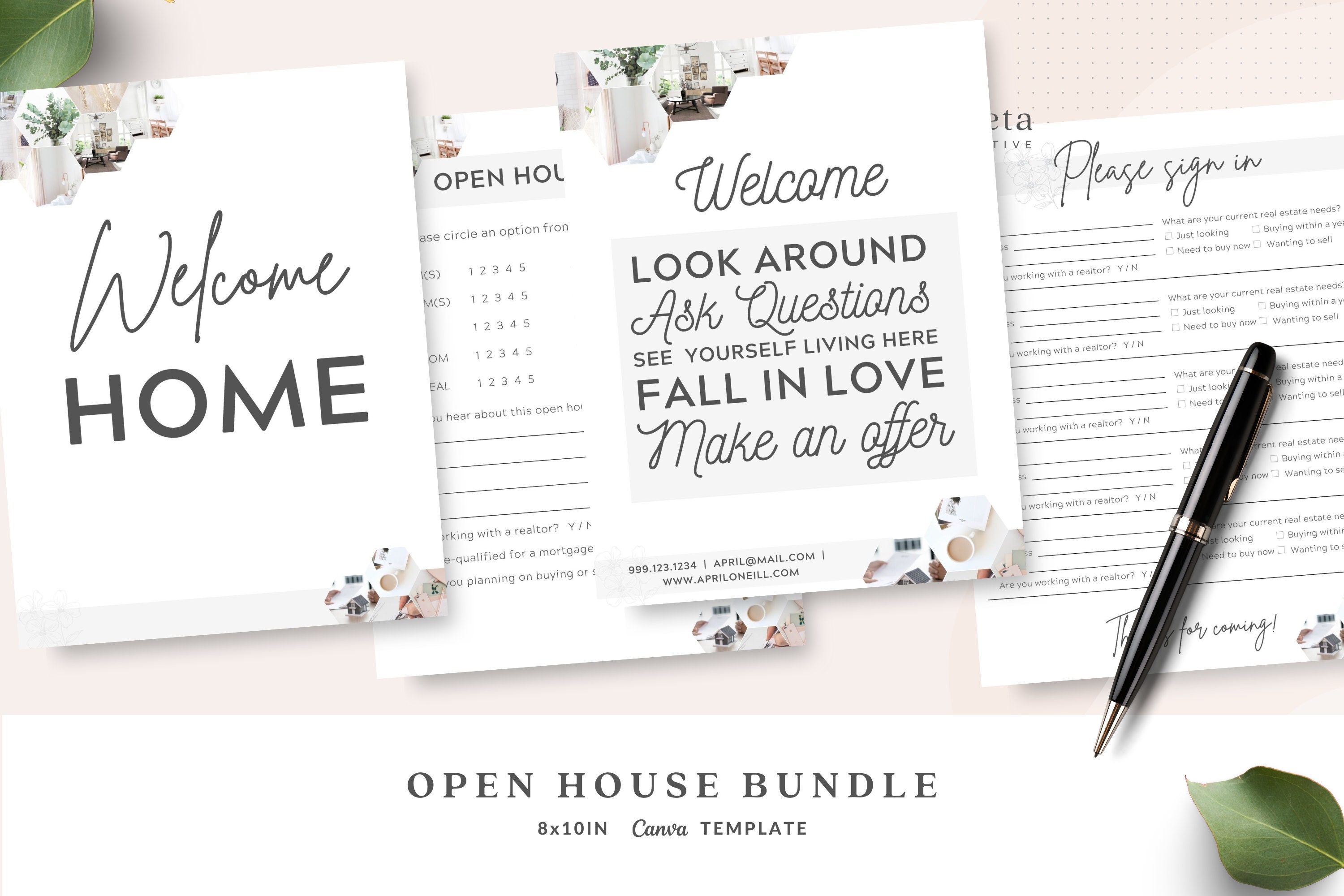 Editable Open House Sign, Open House Template, Sign in Sheet, Realtor ...