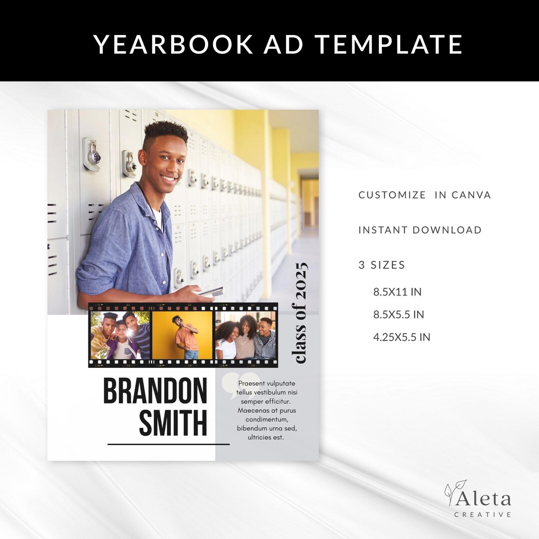 Senior Yearbook Ad Template - Minimalist Clean Sports / Athletes Theme ...