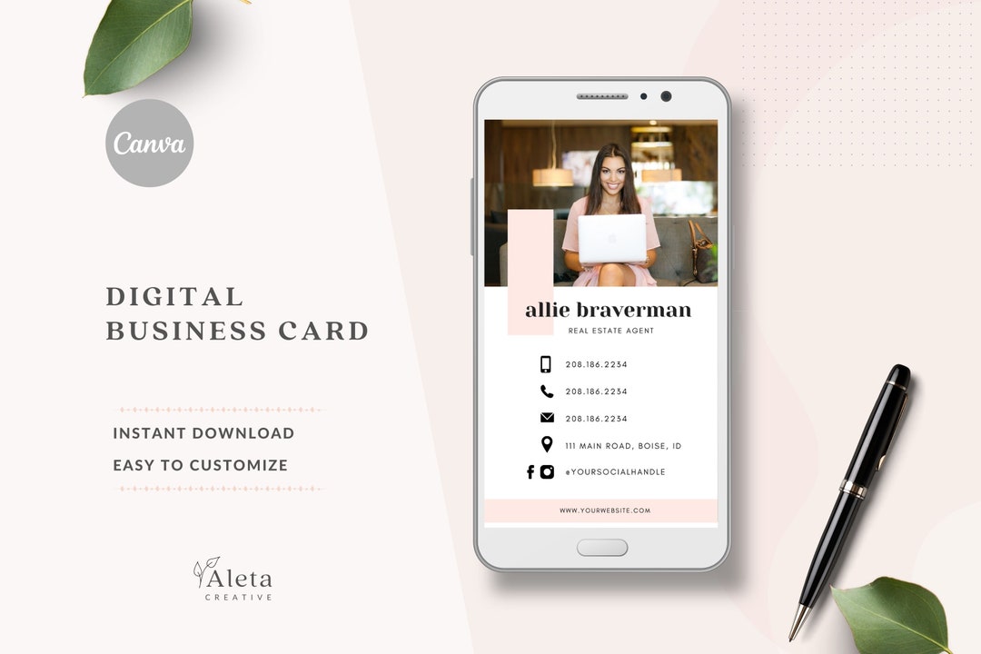 Digital Business Card Template, Minimalist Business Card, Creative ...