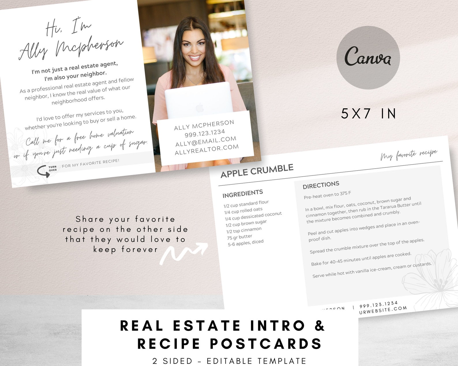 Editable Real Estate Intro With Recipe Card, Realtor Neighbor Card ...