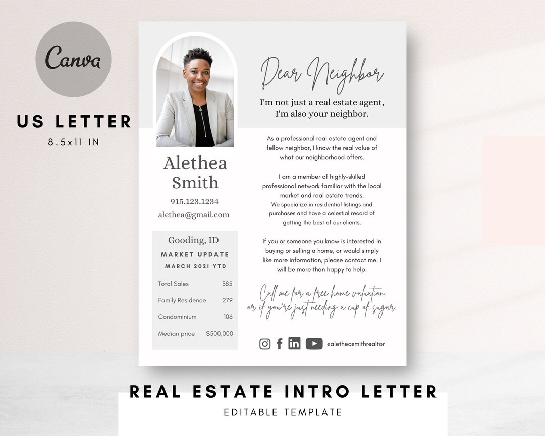 Realtor Introduction, Real Estate Agent Letter, Real Estate Marketing ...