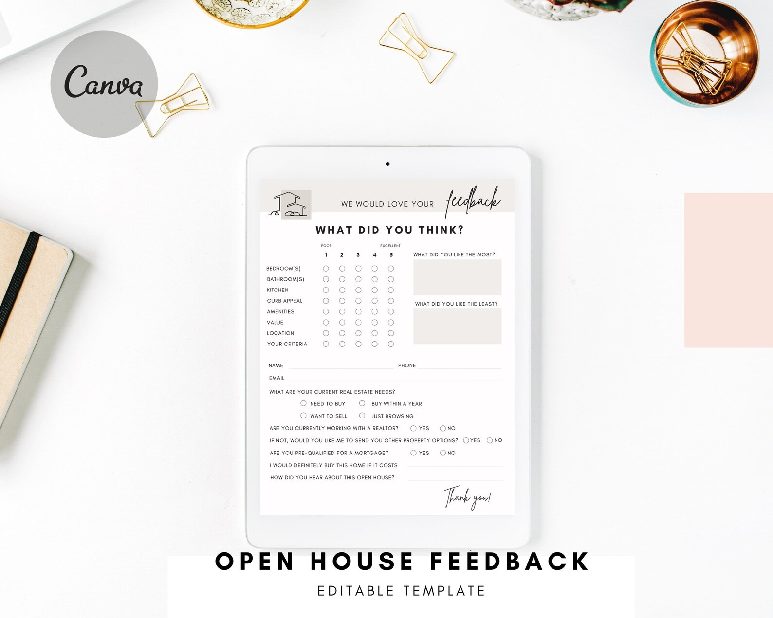 Open House Feedback Form, Editable Canva Template, Open House Printable ...