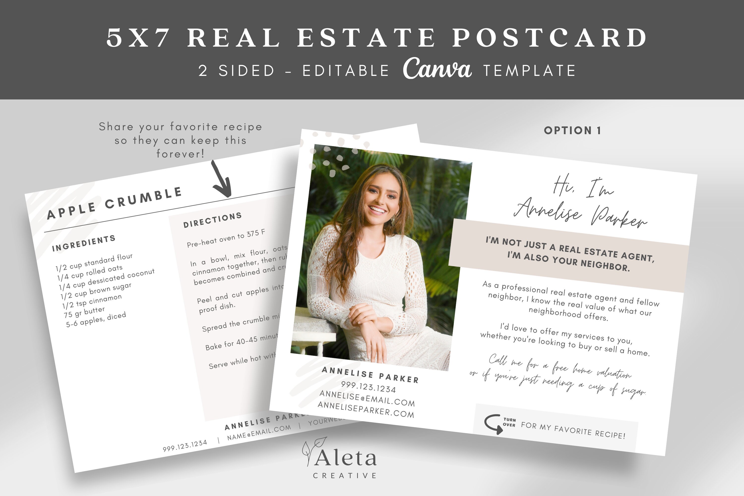 Editable Real Estate Intro With Recipe Card, Realtor Neighbor Card ...