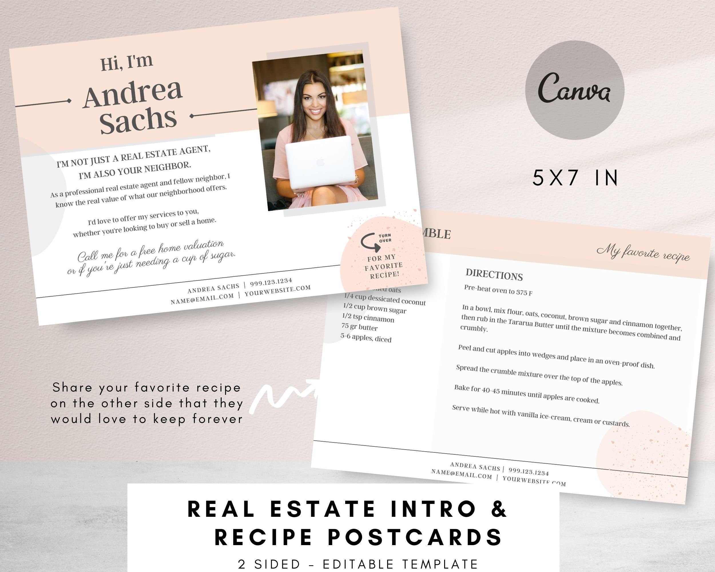 Editable Real Estate Intro With Recipe Card, Realtor Neighbor Card ...