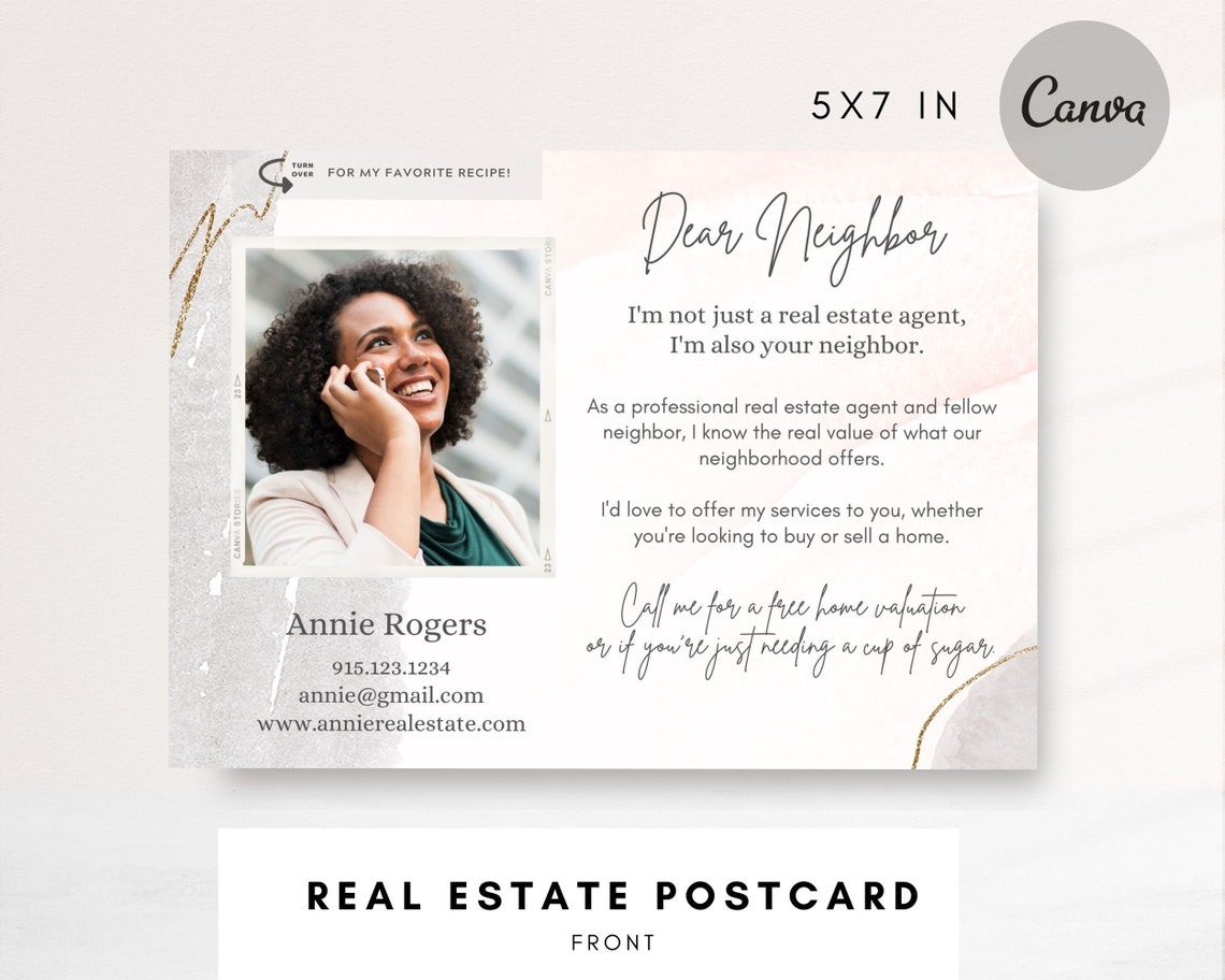 Editable Real Estate Intro With Recipe Card, Realtor Neighbor Card ...