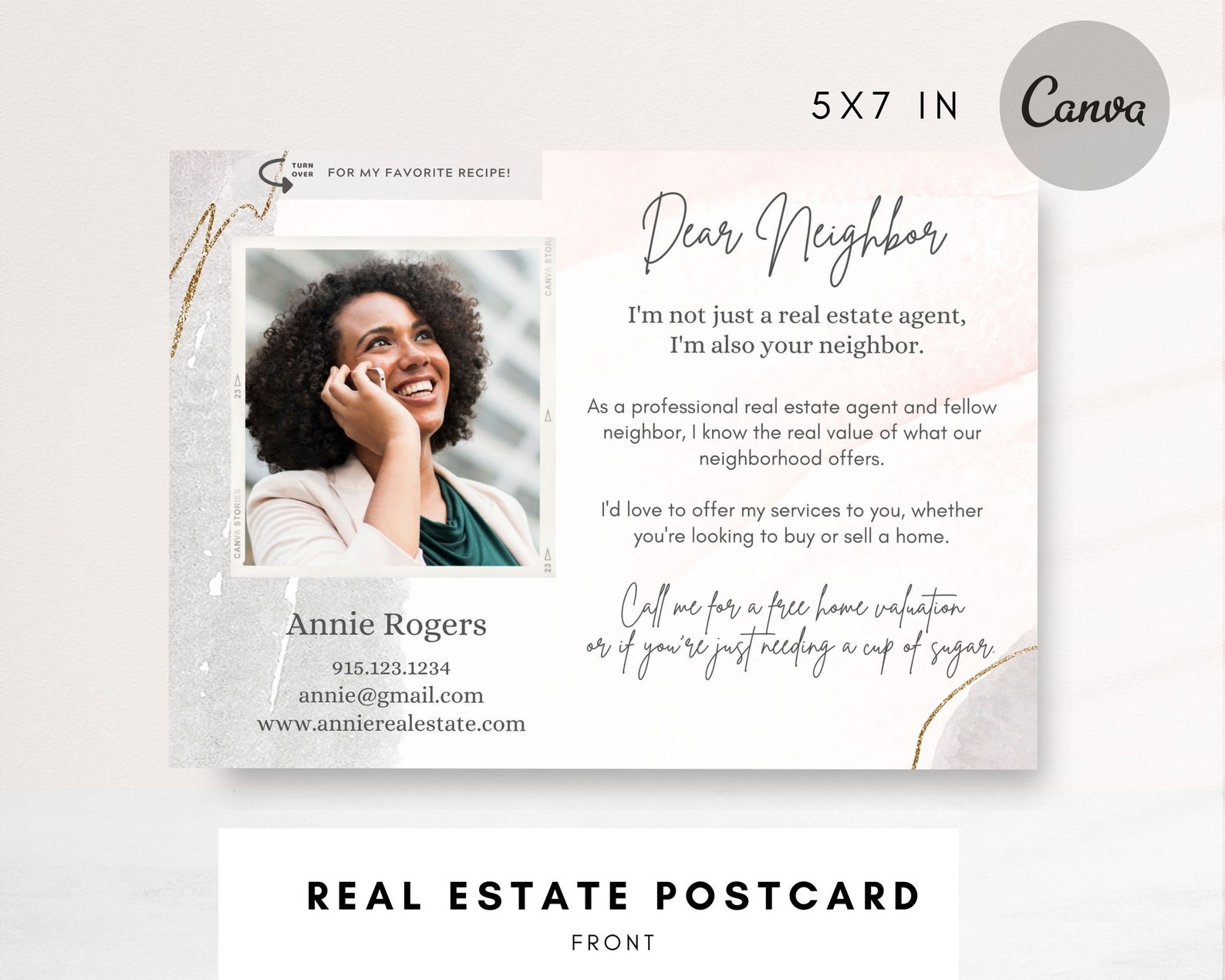 Editable Real Estate Intro With Recipe Card, Realtor Neighbor Card ...