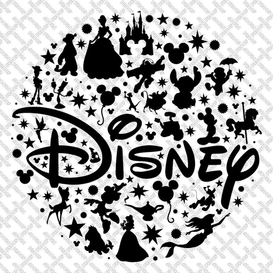 Disney Icons Silhouette Clipart ai svg eps pdf png | Etsy