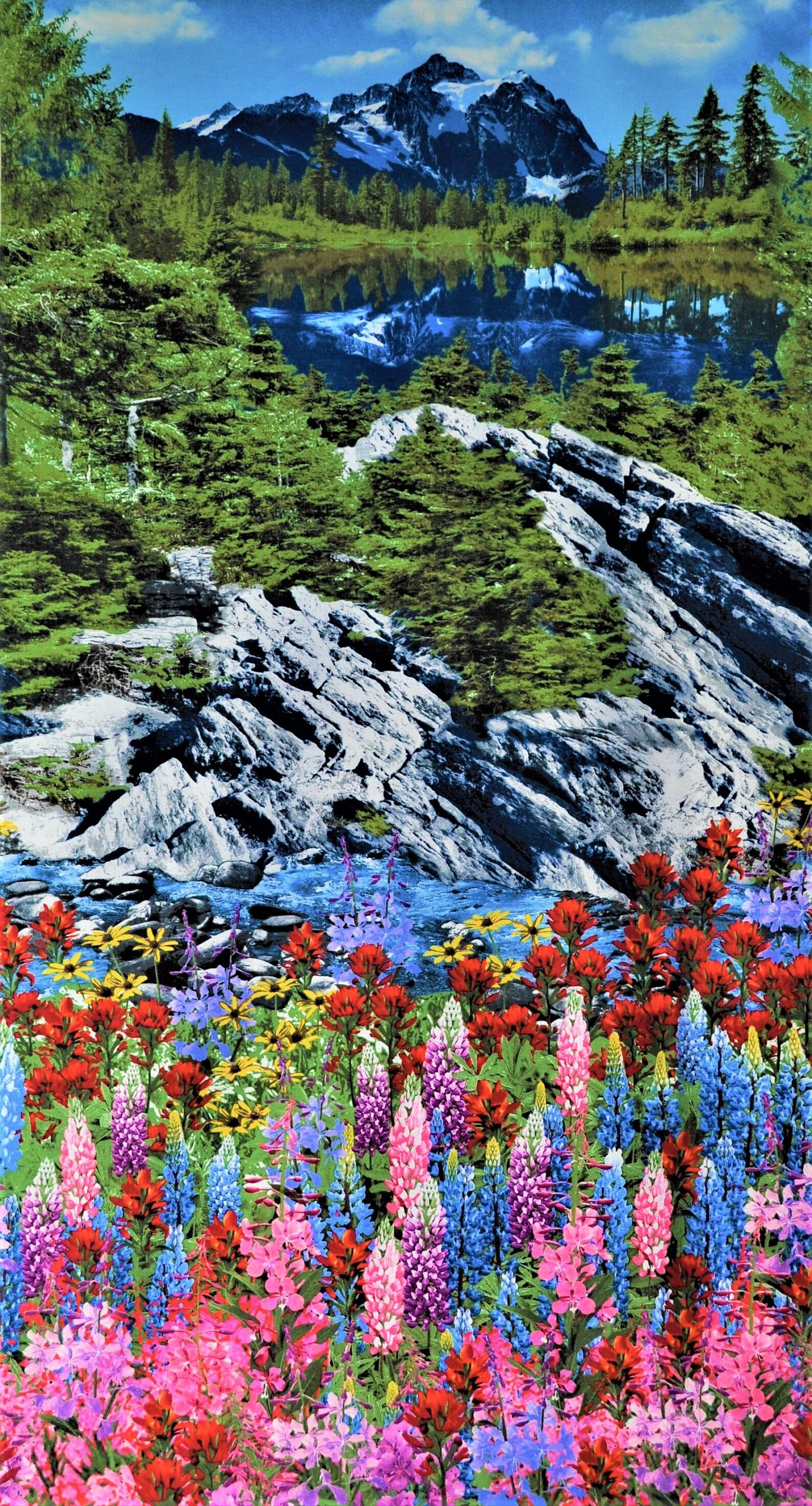 Mountain Scenic Fabric Panel 23 x 44 by Timeless | Etsy