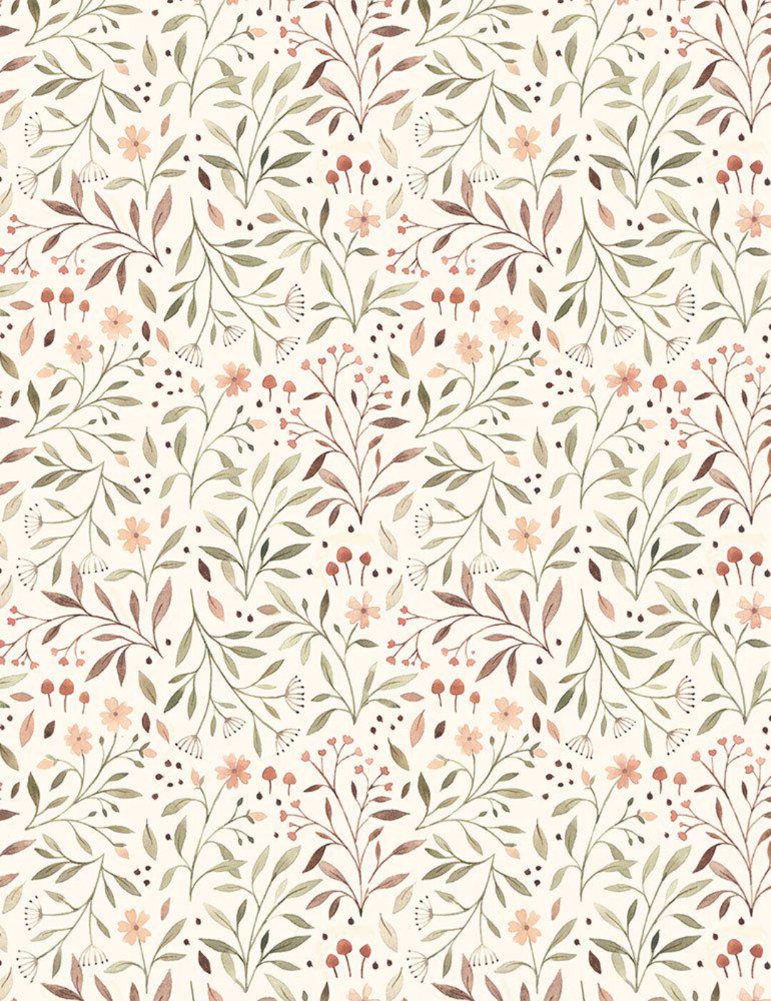 EOB - Flora Fabric by Dear Stella - 100% Cotton Digital Fabric - Cream ...