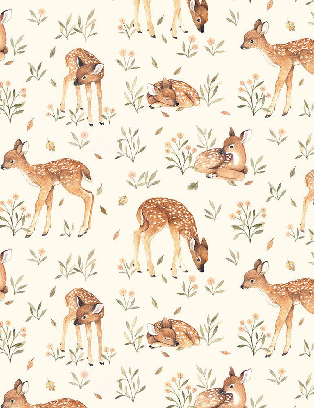 Little Fawn Fabric by Dear Stella - 100% Cotton Digital Fabric - Cream ...