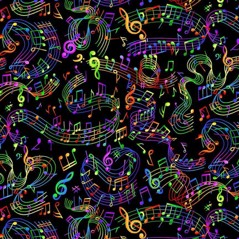 Bright Color Music Fabric - Etsy