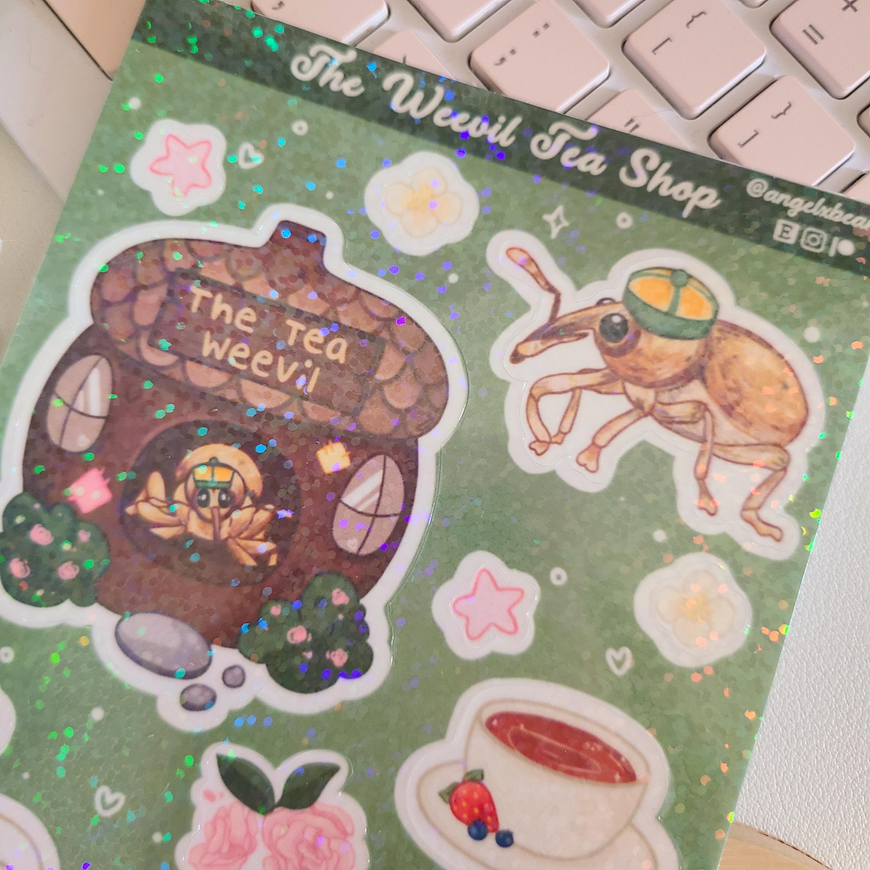 Weevil Tea Shop Sticker Sheet, Reptile, Deco Sticker, Laptop Sticker ...