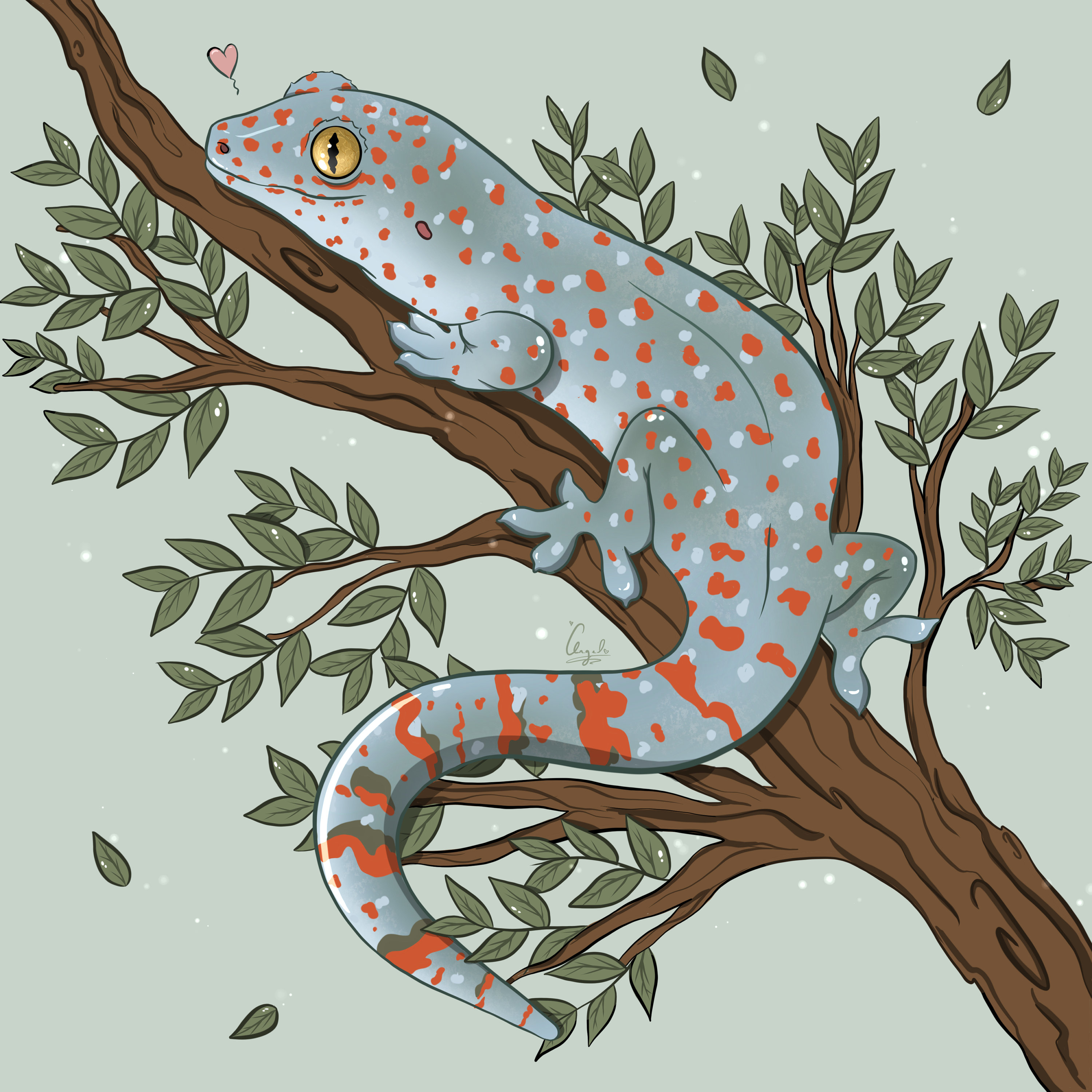 Tokay Gecko Sitting on a Tree Branch 5x5 Print Reptile - Etsy