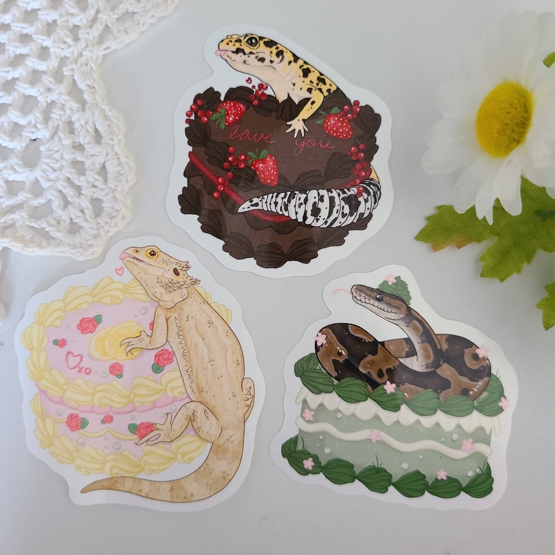 Reptiles on Cakes Sticker | Ball Python | Leopard Gecko | Bearded ...