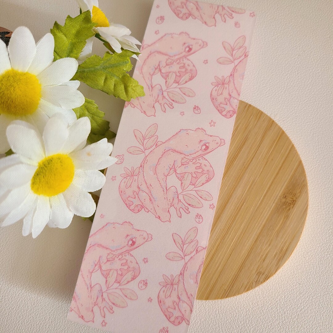 Pink Crested Gecko Bookmark | Laminated | Reptile Bookmark | Cute ...