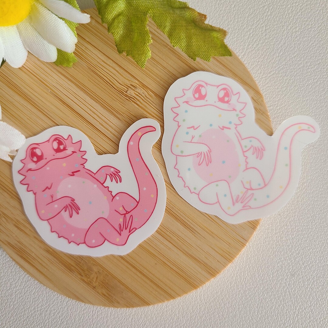 Bearded Dragon Animal Cookie Sticker Reptiles Vinyl Glossy Waterbottle ...