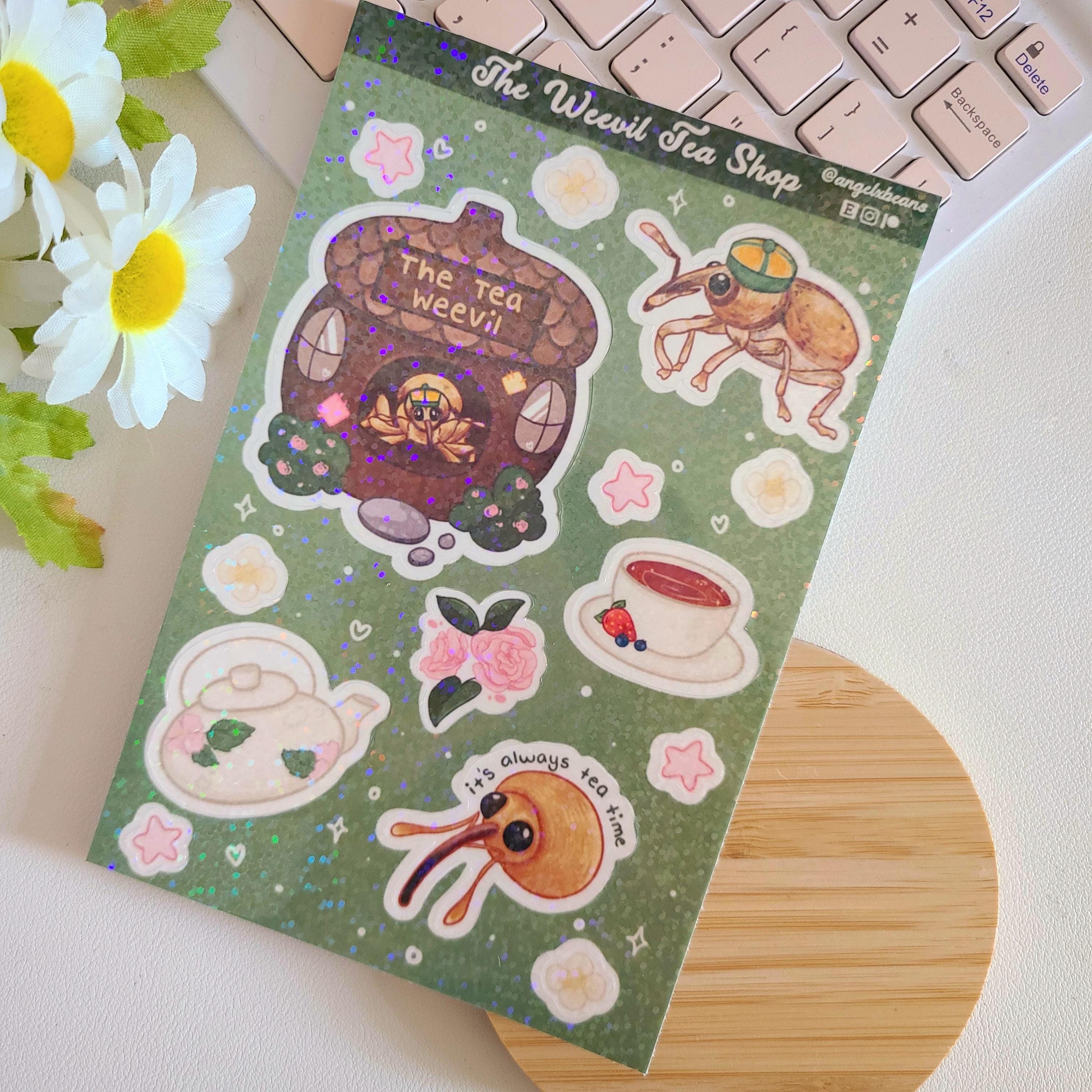 Weevil Tea Shop Sticker Sheet, Reptile, Deco Sticker, Laptop Sticker ...