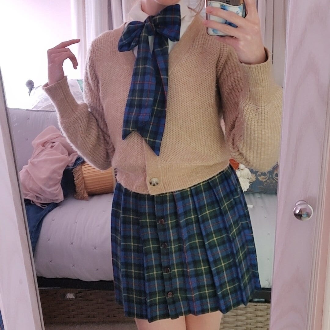 Mini Skirt, Necktie, and Scrunchie Vintage Wool Outfit Kit - Etsy