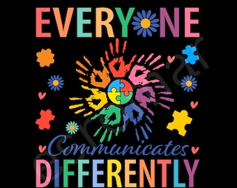 Everyone Communicates Differently Autism Awareness PNG, Leopard, Mom ...