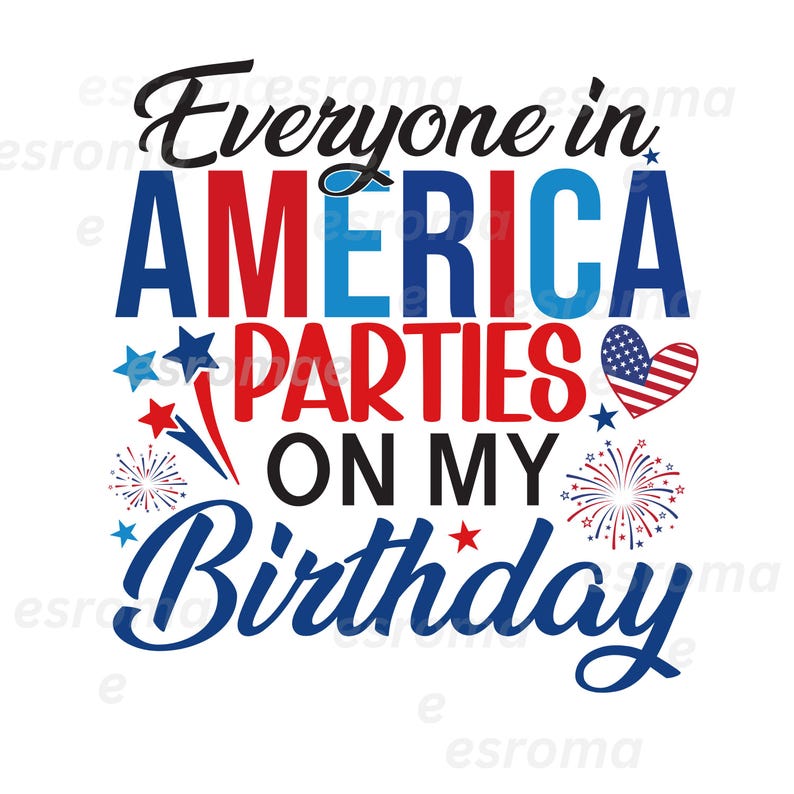 4th of July 2025 Everyone in America Parties on My Birthday Svg Png ...