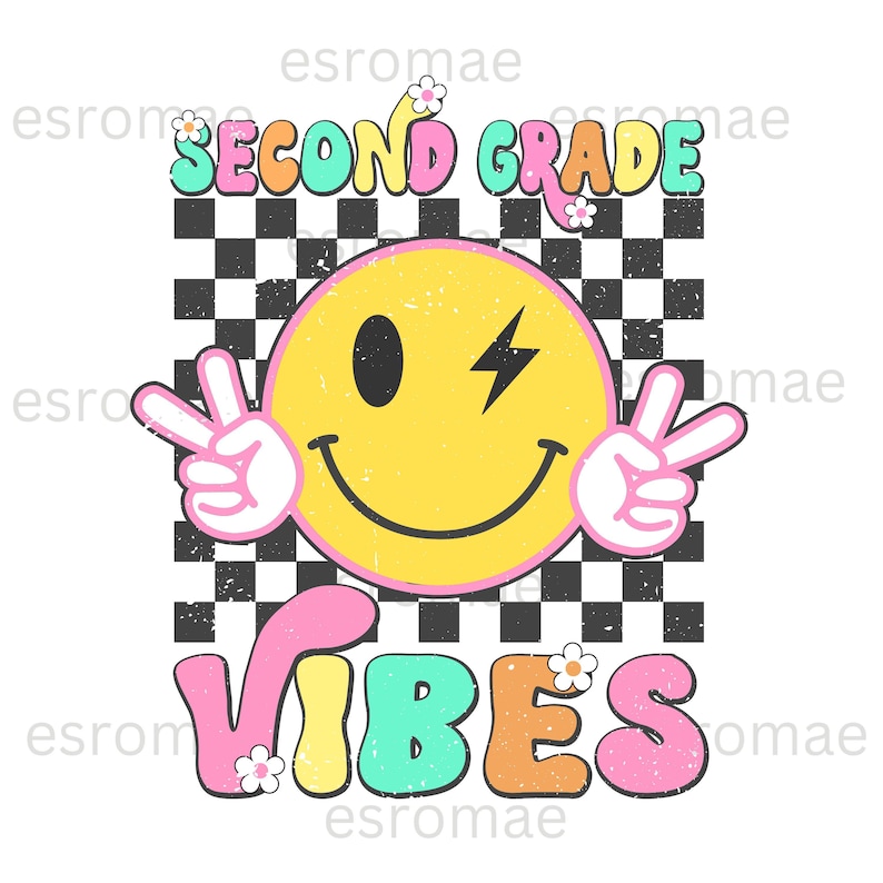 Second Grade Vibes Smile Face Svg Png, Back to School 2nd Grade PNG ...
