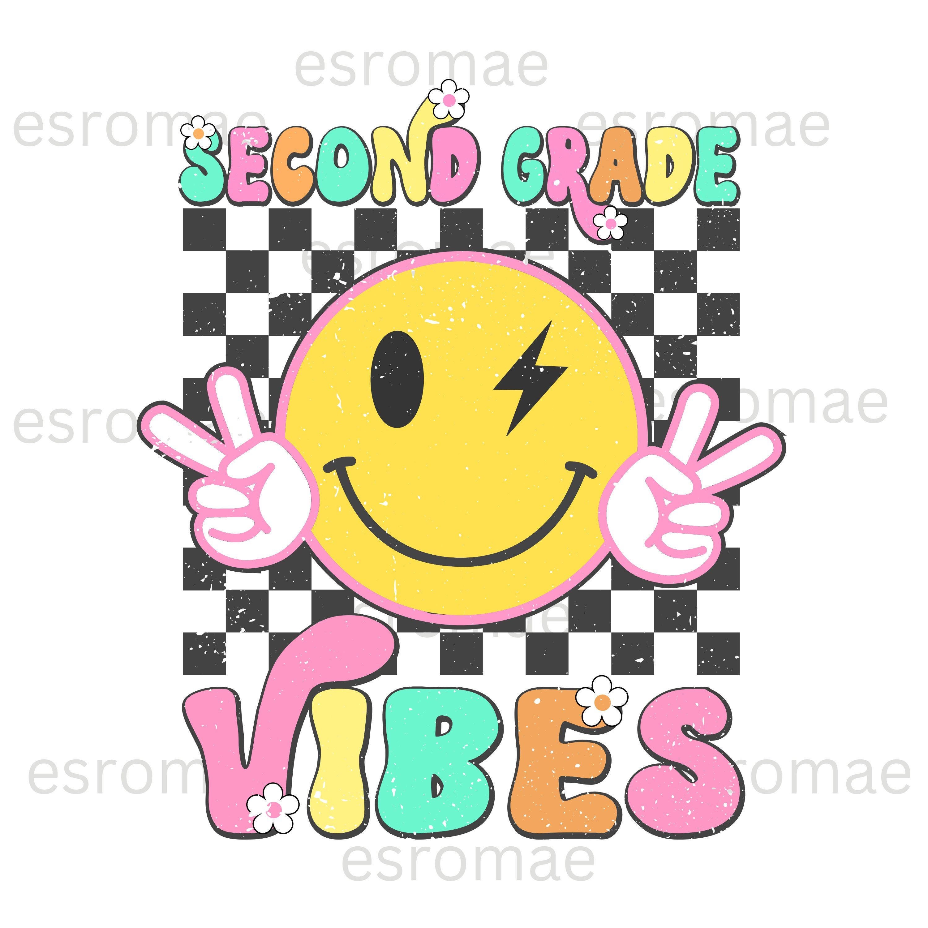 Second Grade Vibes Smile Face Svg Png, Back to School 2nd Grade PNG ...