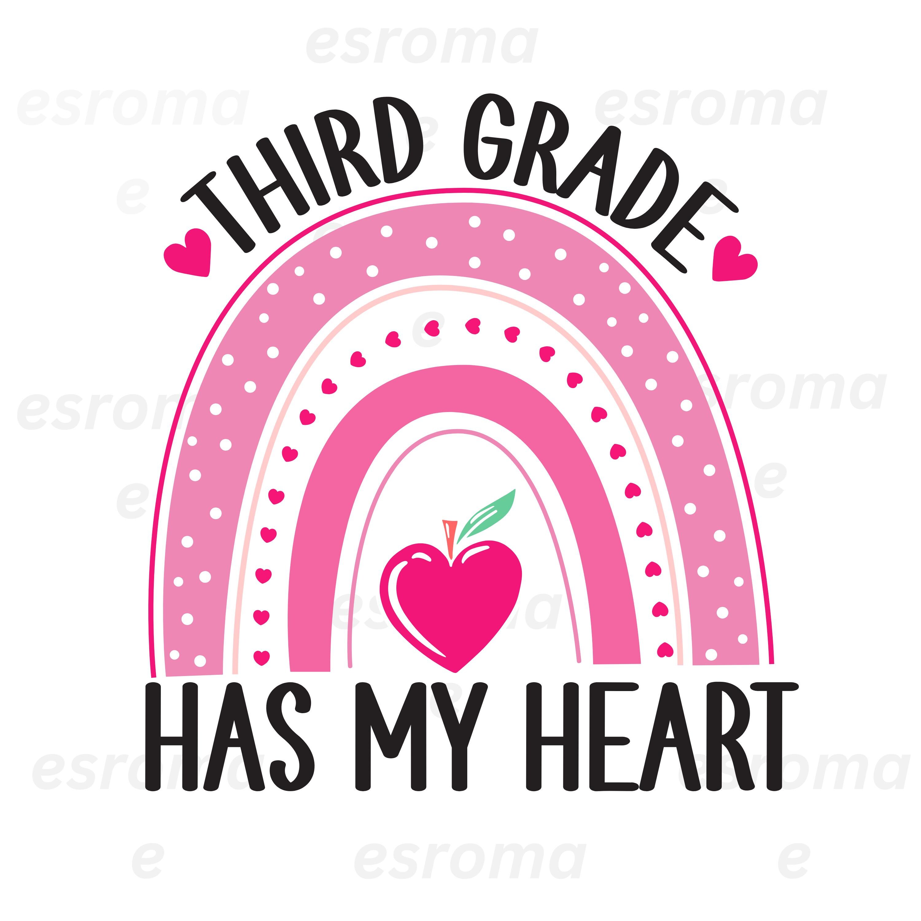 Third Grade Has My Heart Svg Png, Valentines Day Teacher Rainbow PNG ...