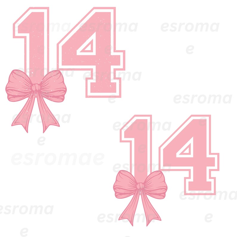 14th Birthday Pink Coquette Bow Png Svg, 14 Year Old Birthday Svg, Pink ...
