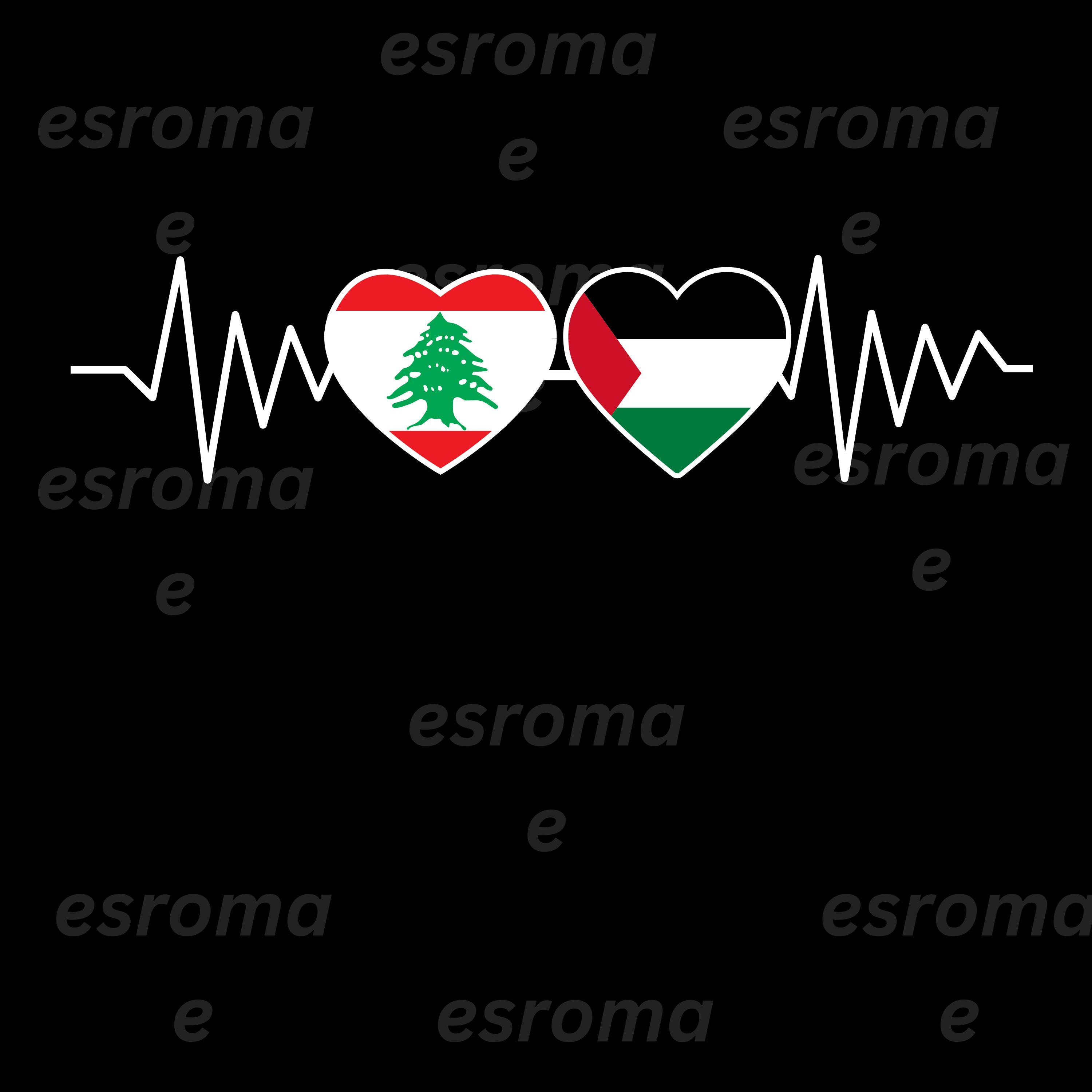 Lebanon Palestine Flag Svg Png, Lebanese Palestinian Unity Heartbeat ...