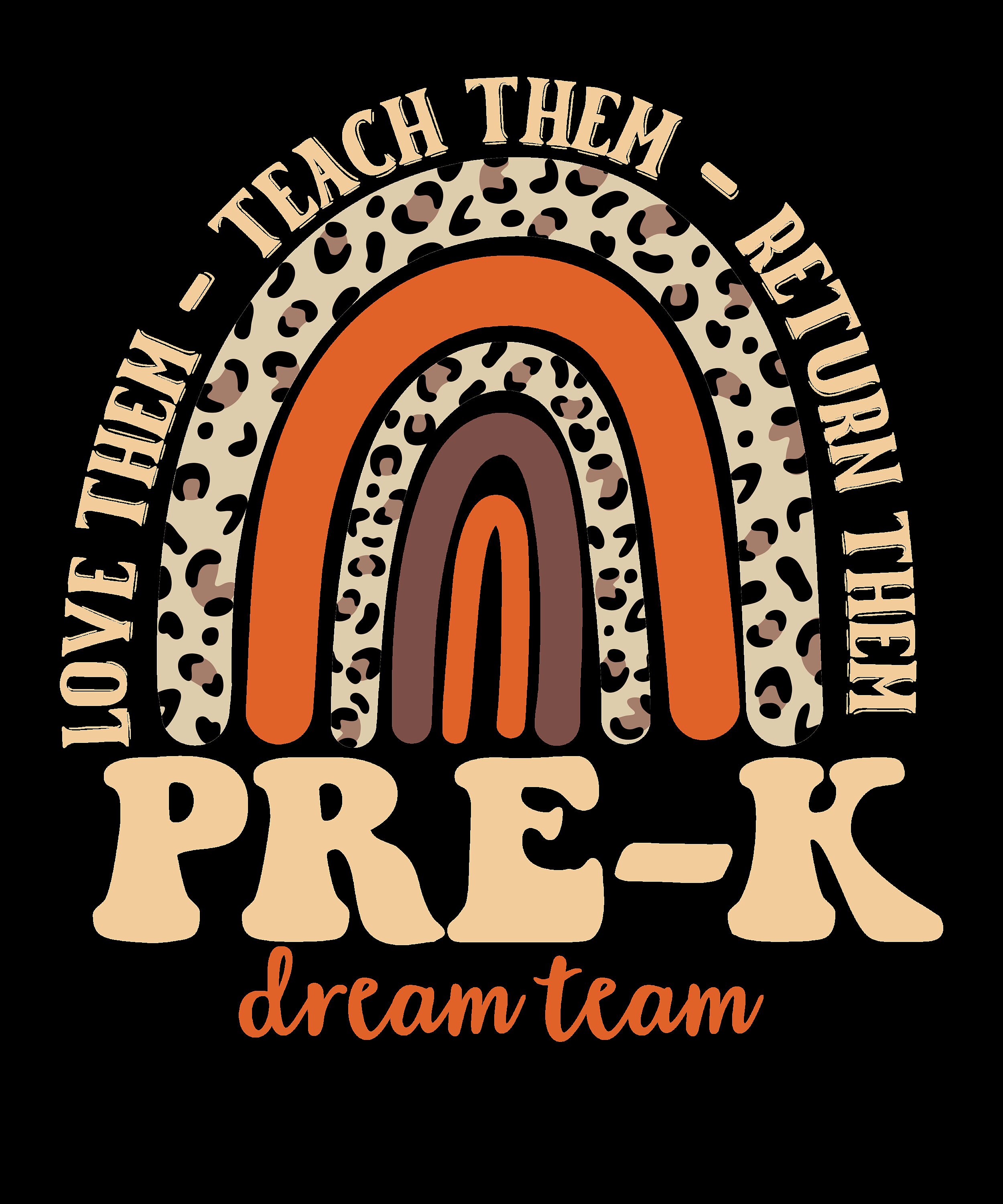 Prek Dream Team Retro Leopard Rainbow Svg Png,back to School Teacher ...