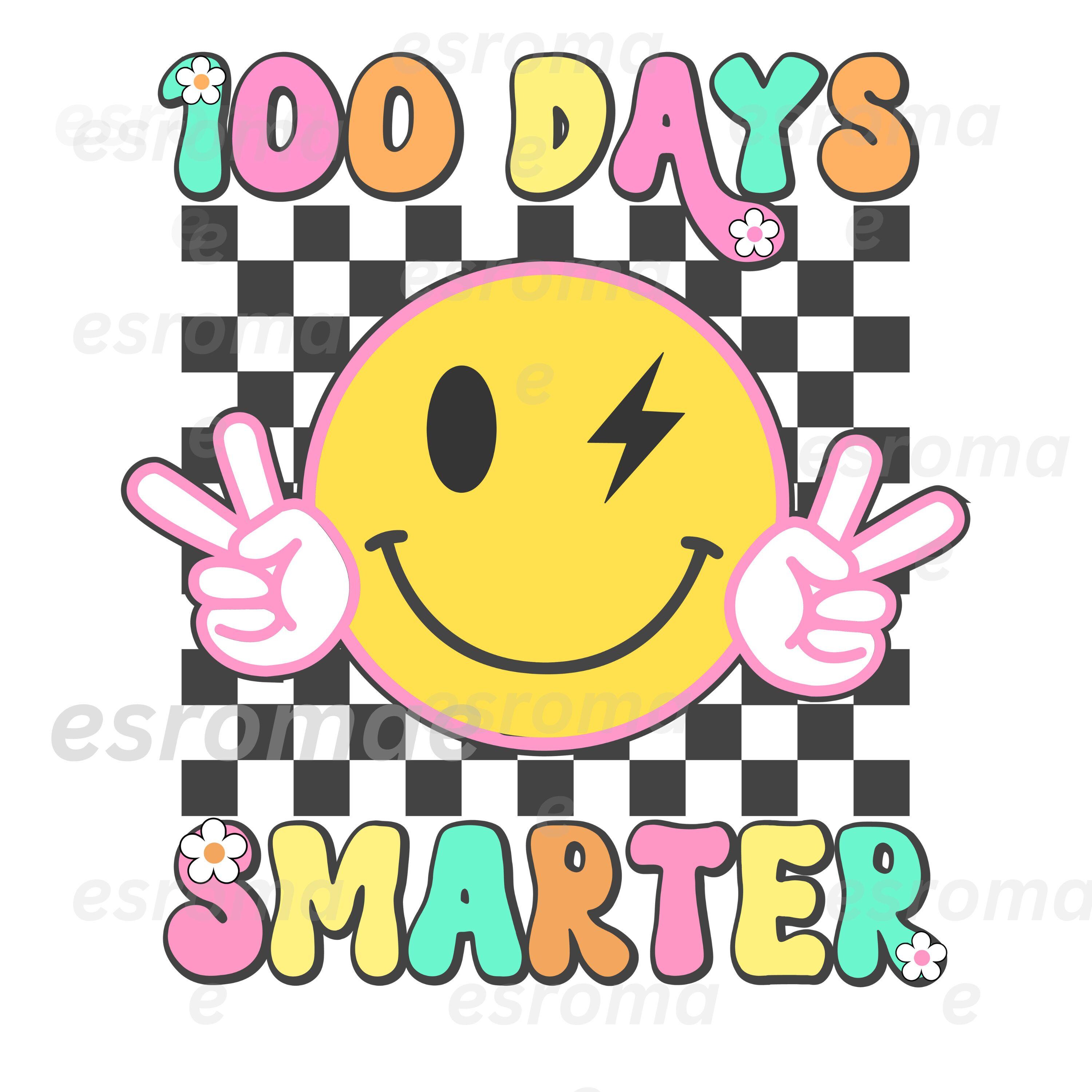 100 Days Smarter Svg Png, 100th Day of School Smile Face, Happy 100th ...