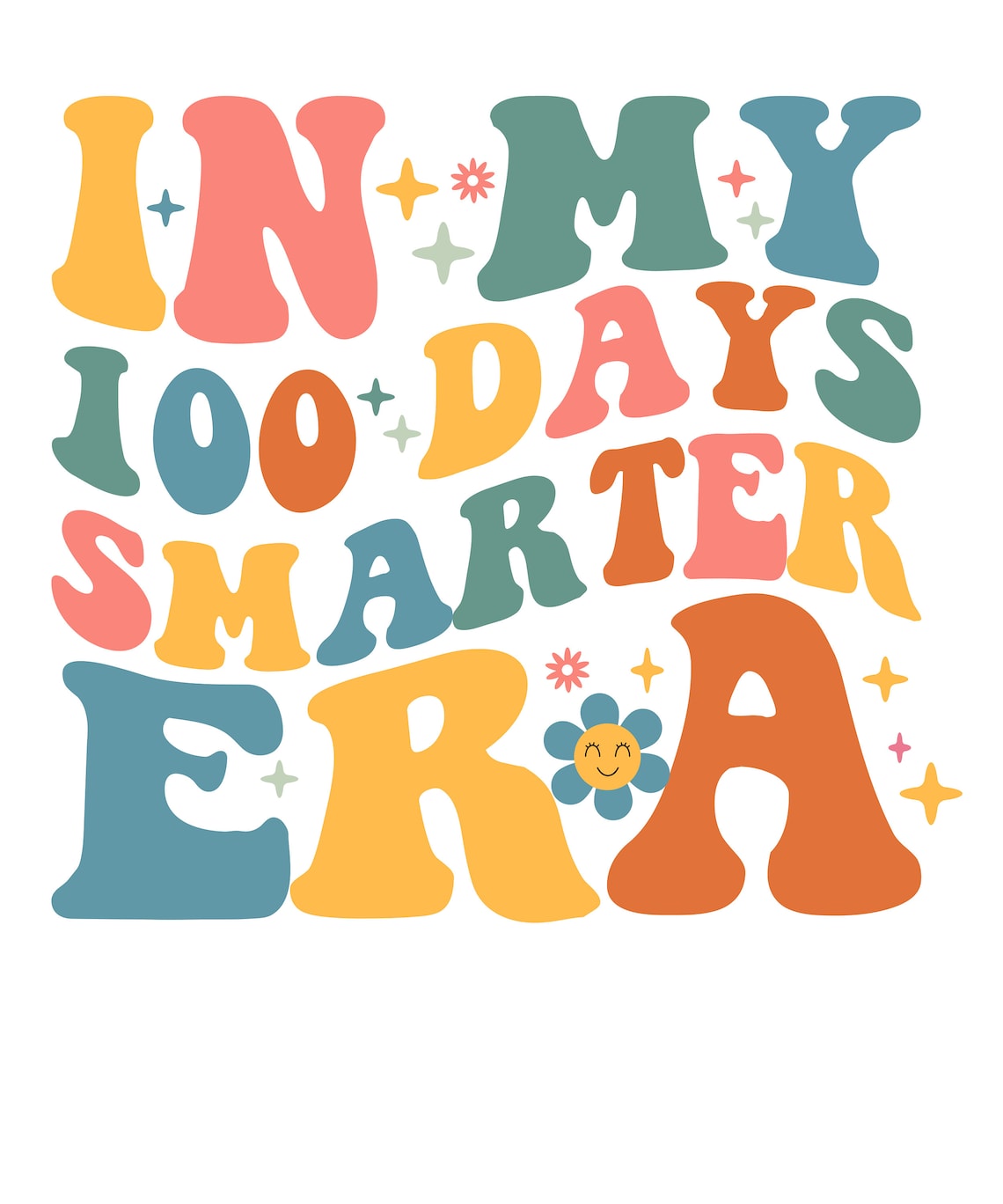In My 100 Days Smarter Era Svg Png, Retro Groovy 100th Day Teacher ...