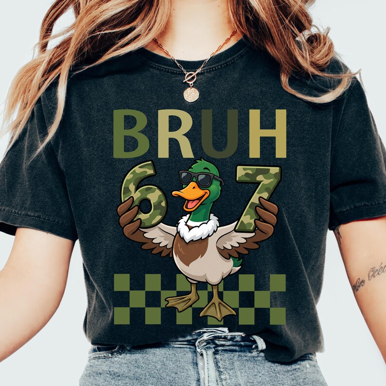 Funny Six Seven Meme Duck Kids Bruh Png, 67 Camo Hunting - Etsy