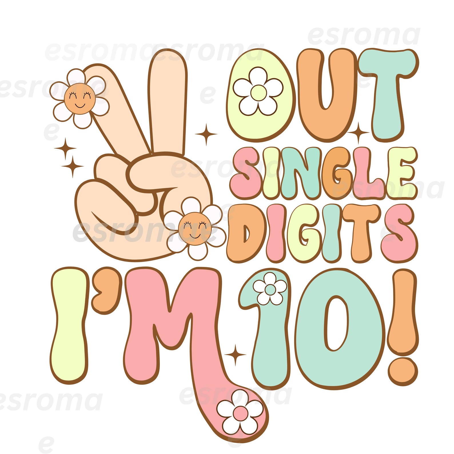 Peace Out Single Digits I'm 10 SVG PNG, 10th Birthday Png Svg, Ten ...