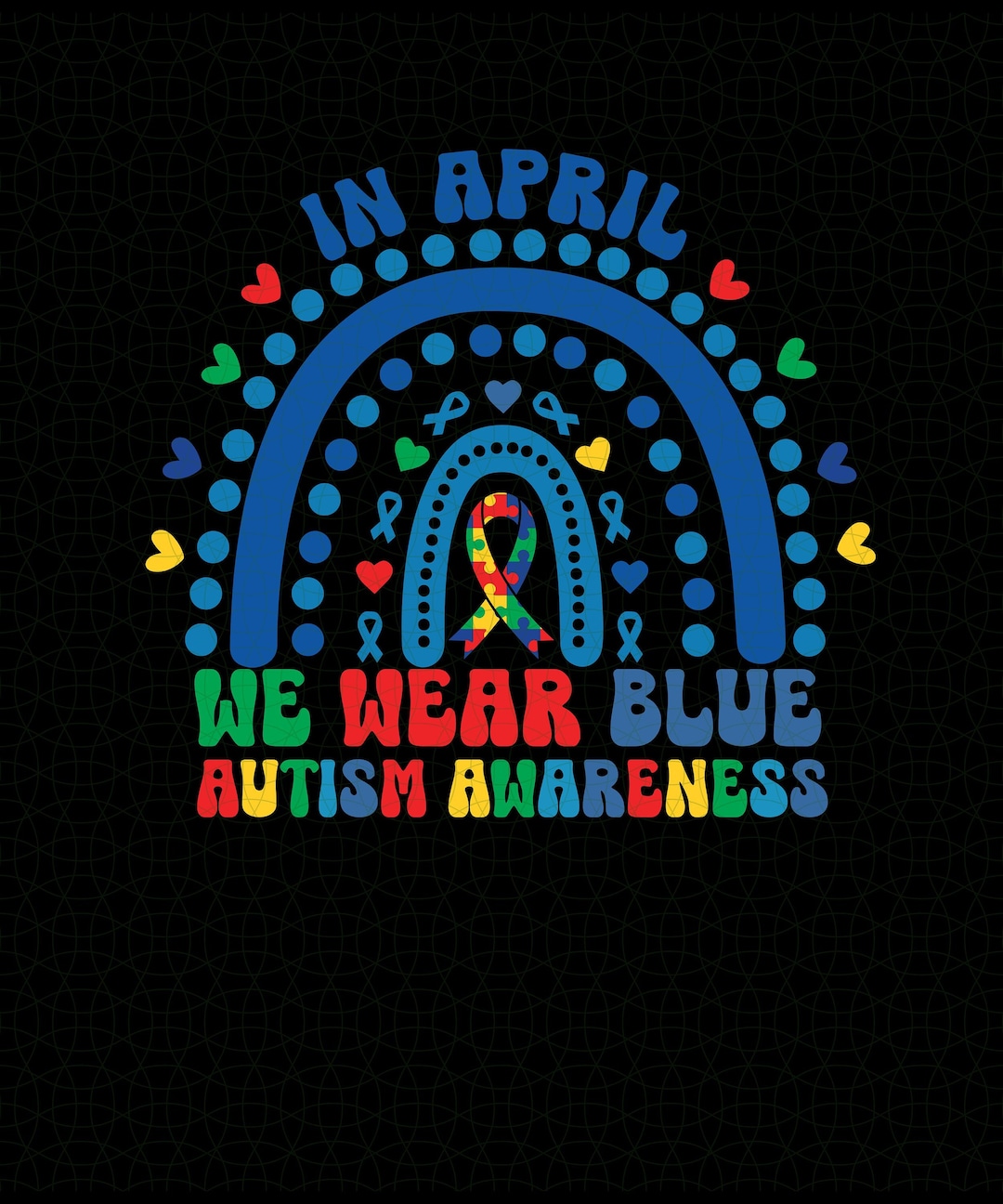 We Wear Blue for Autism Awareness Svg Png, in April We Wear Blue Groovy ...