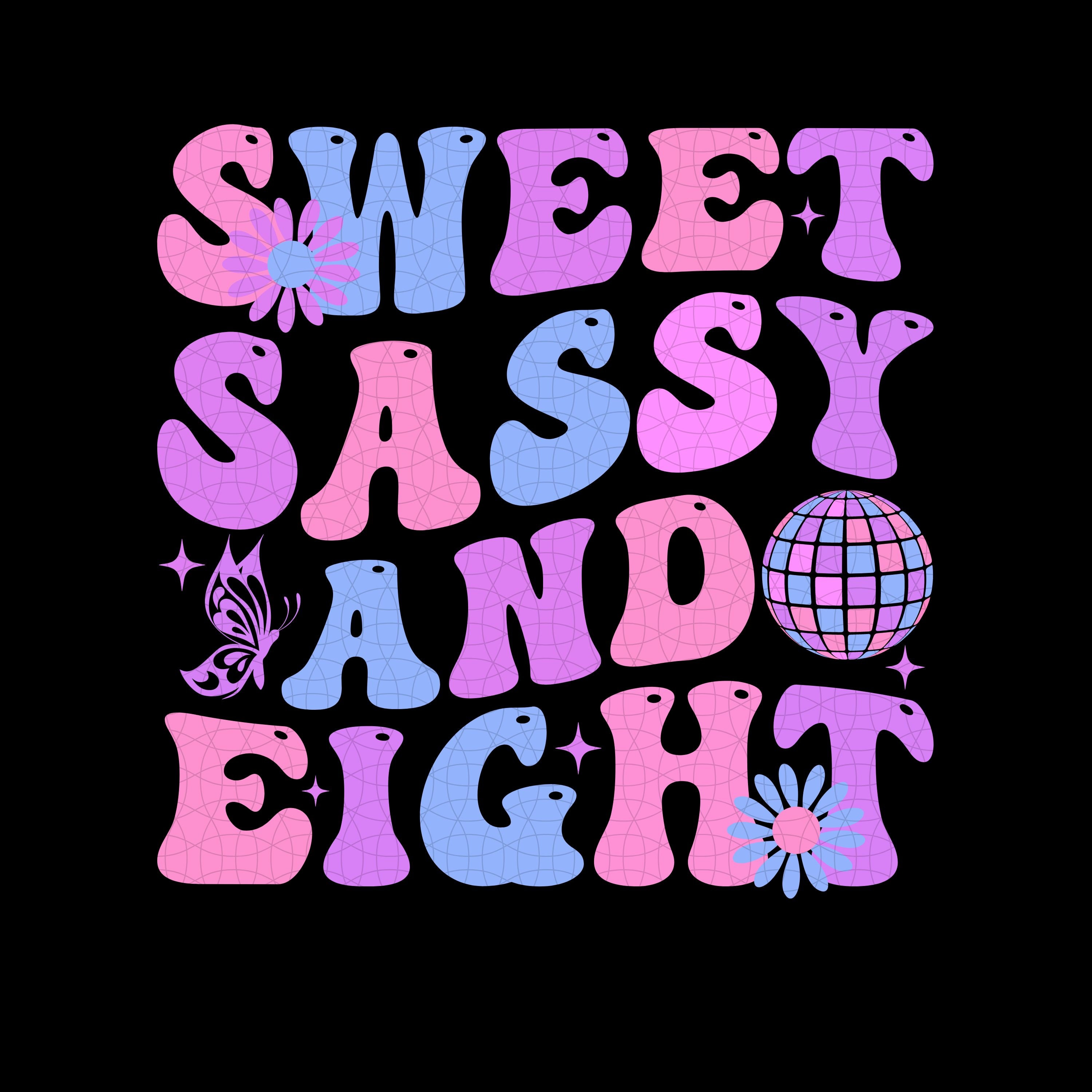 Groovy Sweet Sassy and Eight Svg Png, 8th Birthday Svg, Birthday Party ...