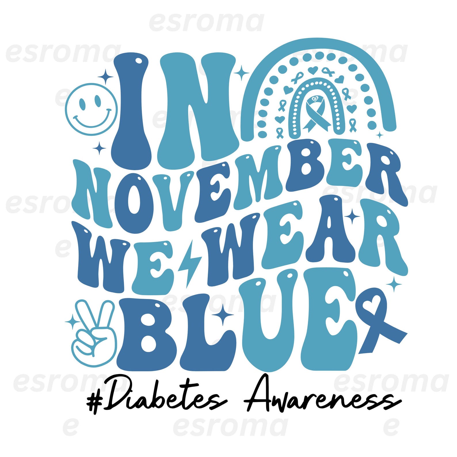 In November We Wear Blue Diabetes Awareness Svg Png, Diabetes Awareness ...