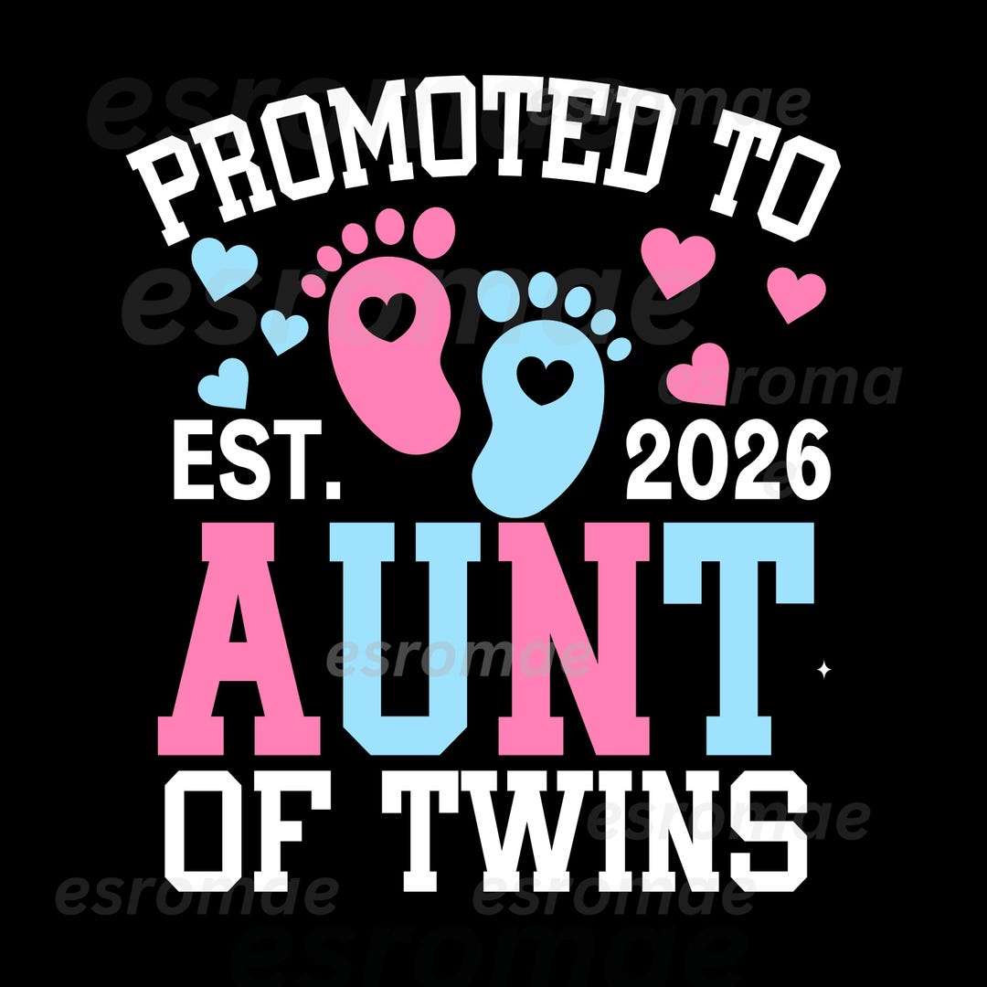 Promoted to Aunt of Twins Est 2026 Gender Reveal Svg Png, Retro Aunt ...
