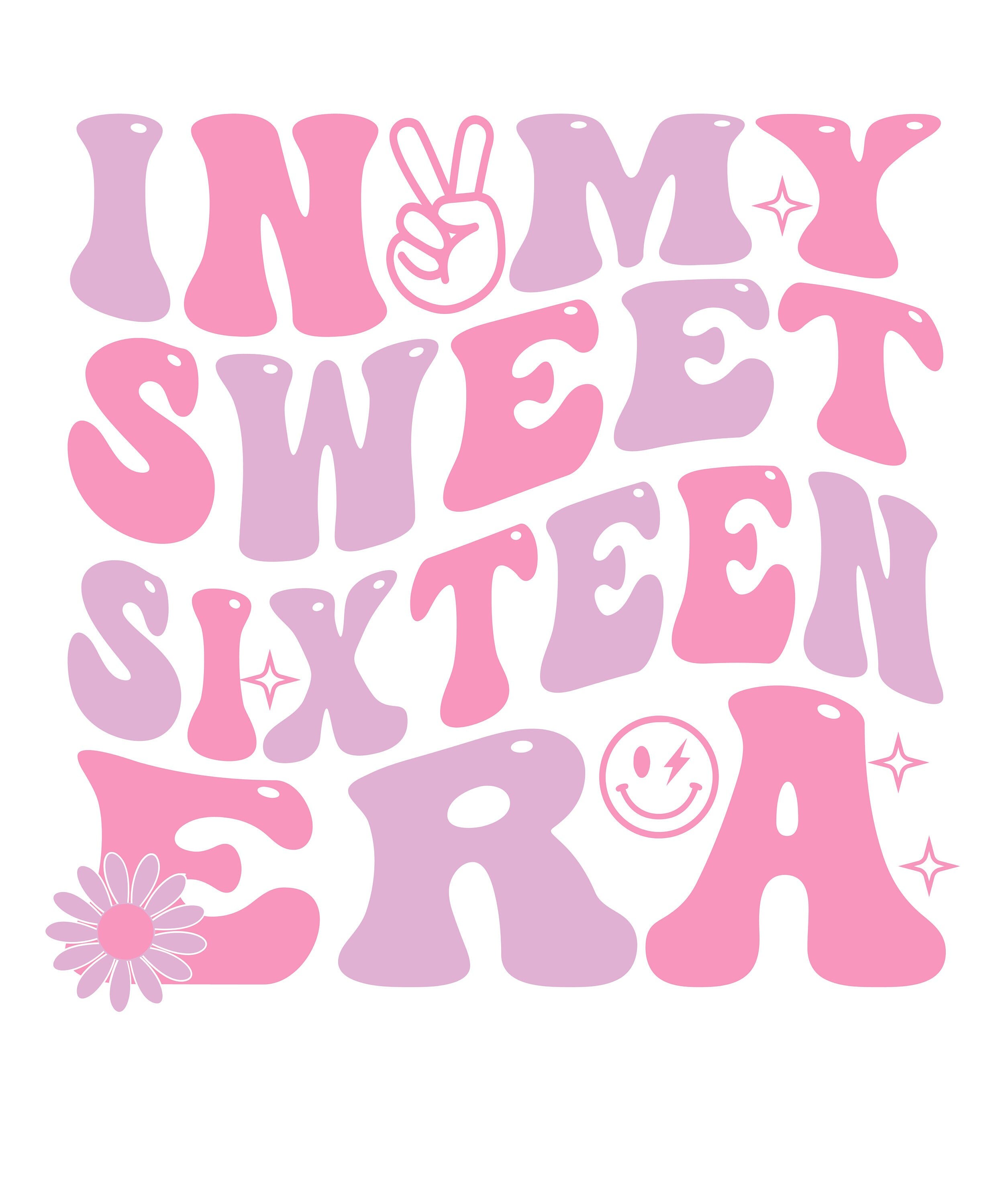 In My Sweet Sixteen Era Svg Png, 16th Birthday Era Png, Groovy Retro ...