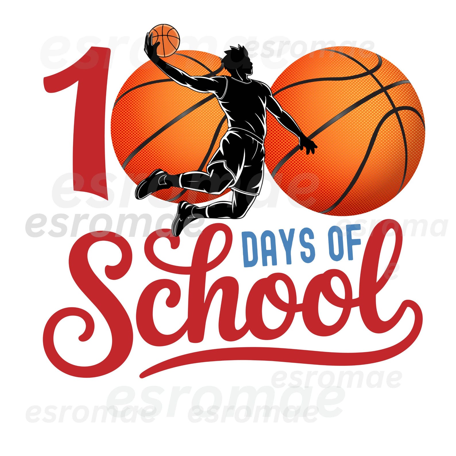 100 Days of School Basketball Retro PNG, Game Day, Basketball Boys Png ...