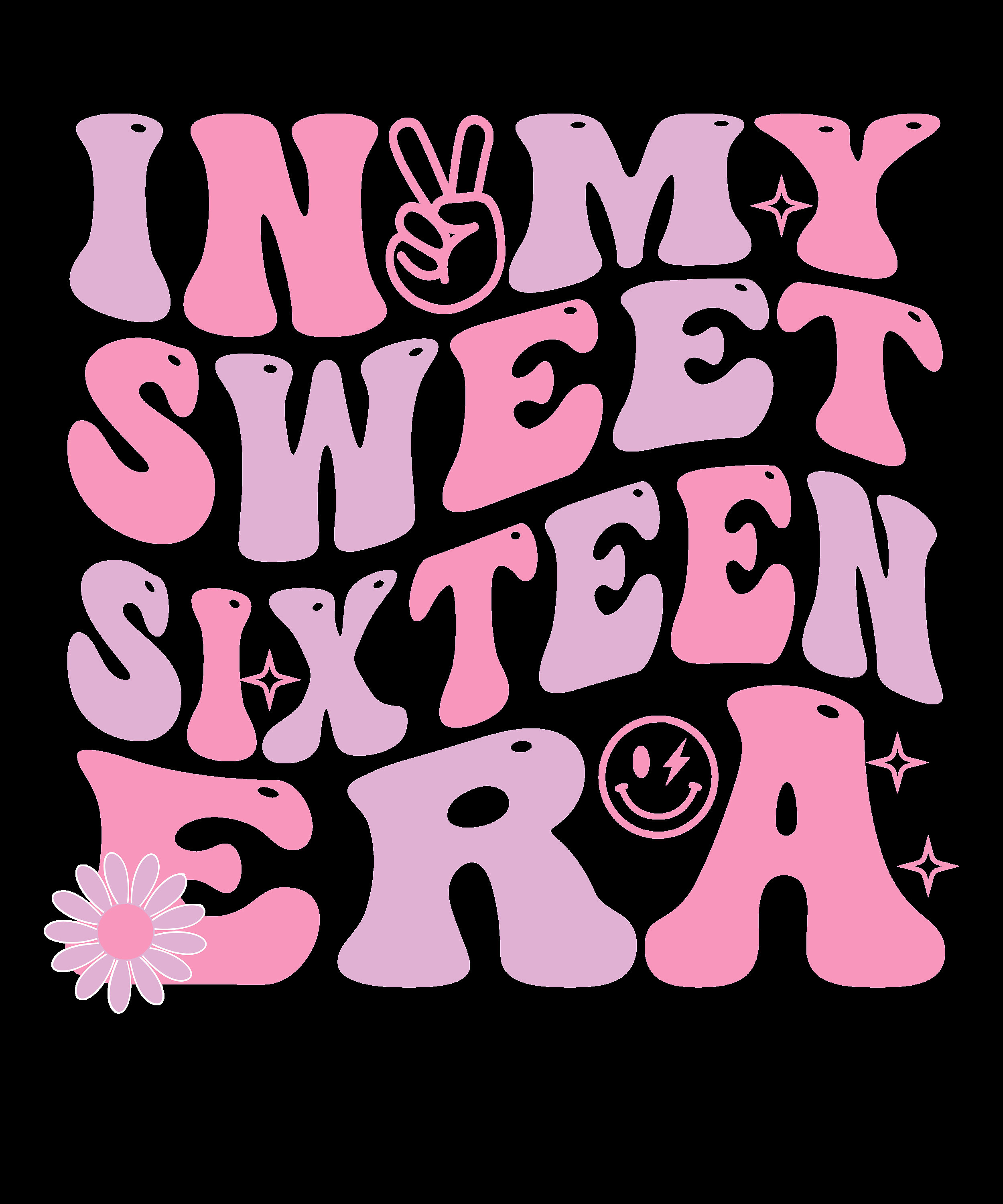 In My Sweet Sixteen Era Svg Png, 16th Birthday Era Png, Groovy Retro ...
