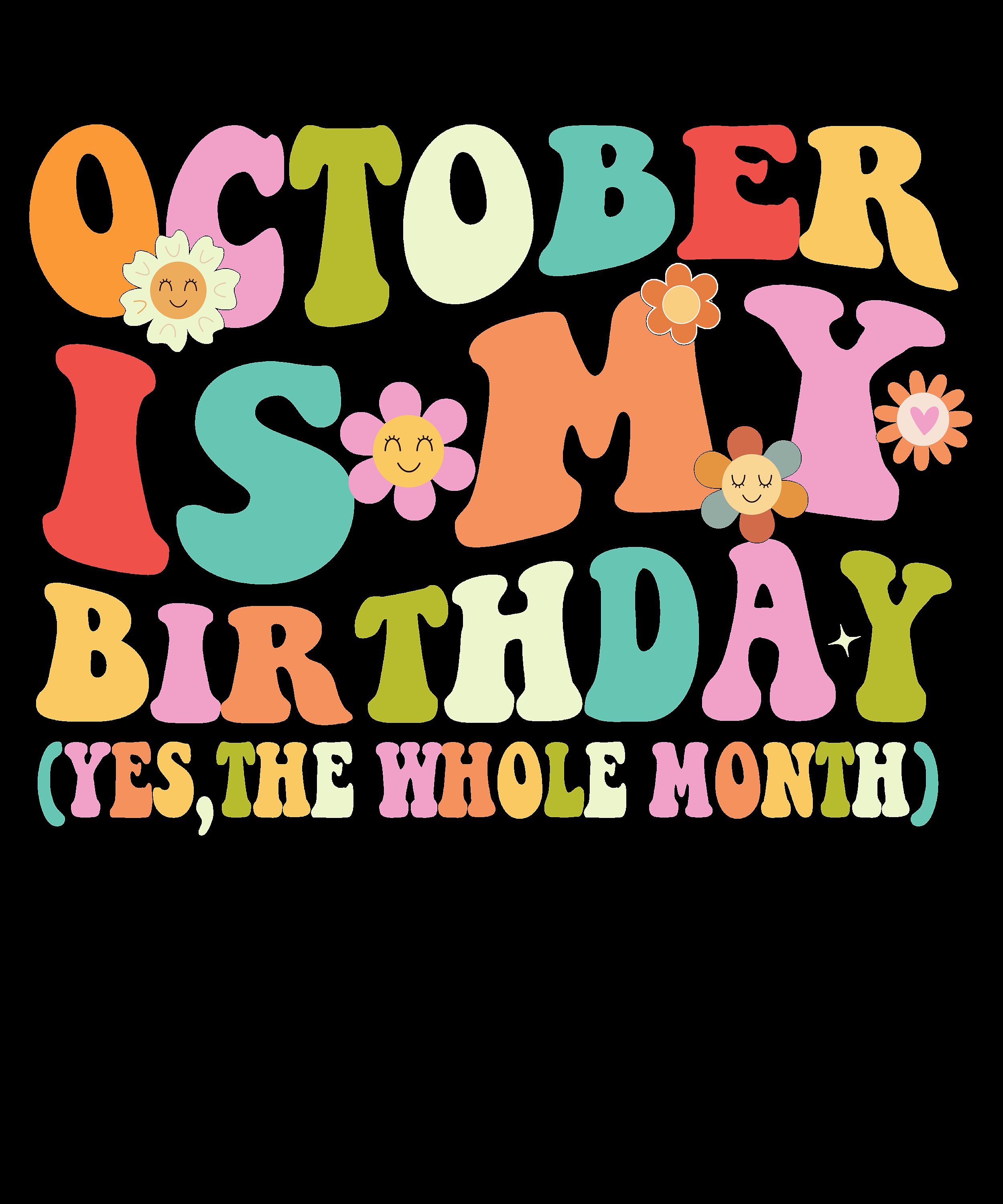 Funny Birthday PNG Svg, October is My Birthday Yes the Whole Month ...