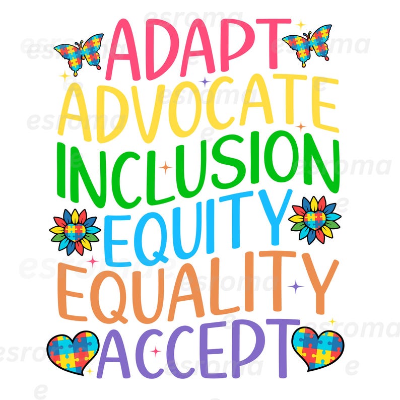 Autism Awareness Svg Png, Adapt Advocate Inclusion Equity Equality ...