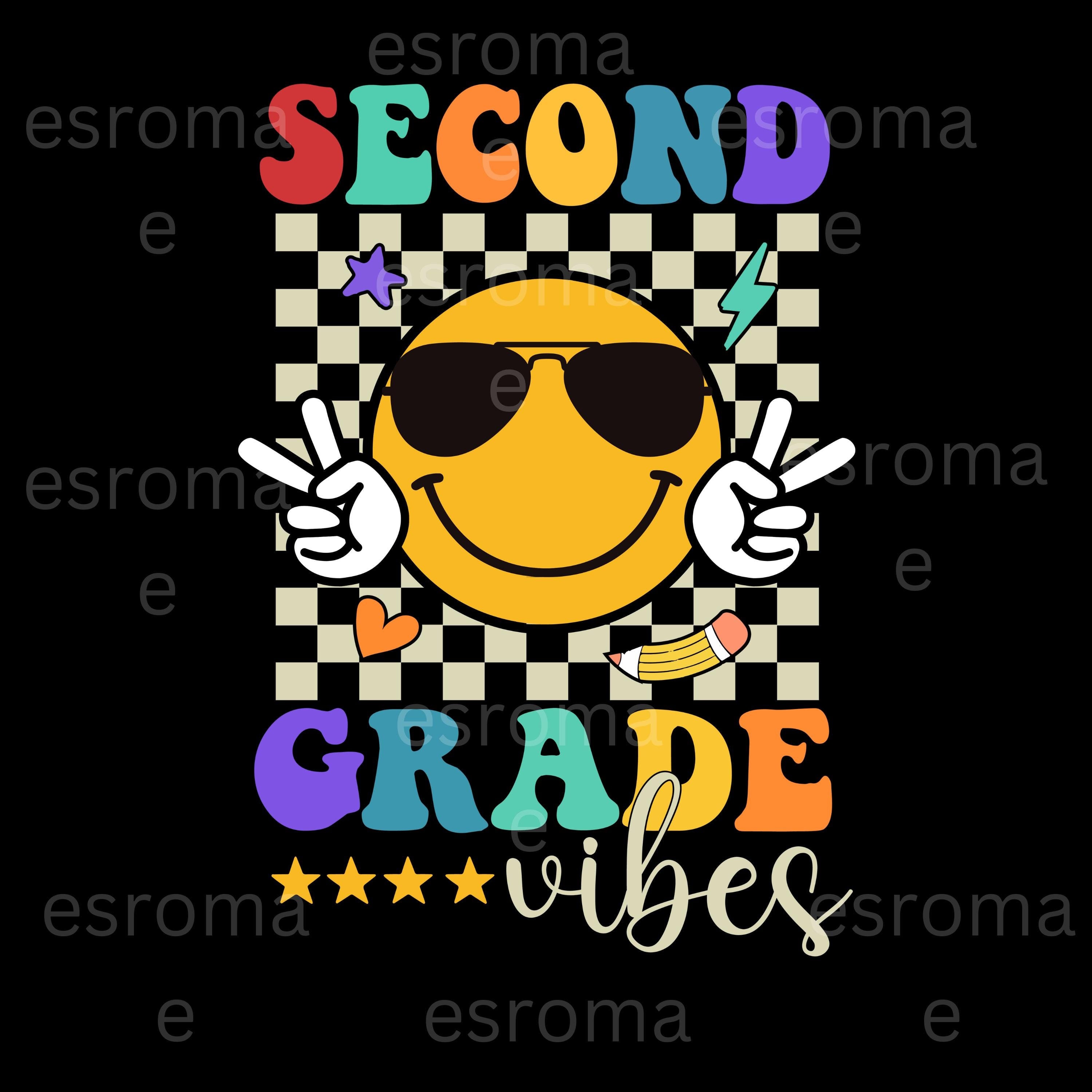 Second Grade Vibes Smile Face Svg Png, Back to School 2nd Grade PNG ...