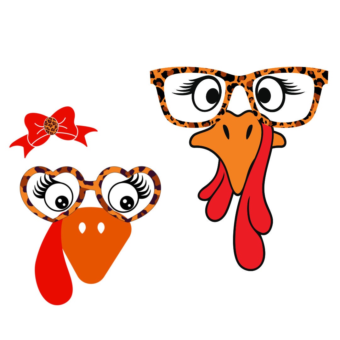 Turkey Face Eyelashes Leopard Glasses Svg Png Funny Thanksgiving Png Turkey Mommy And Me Mom