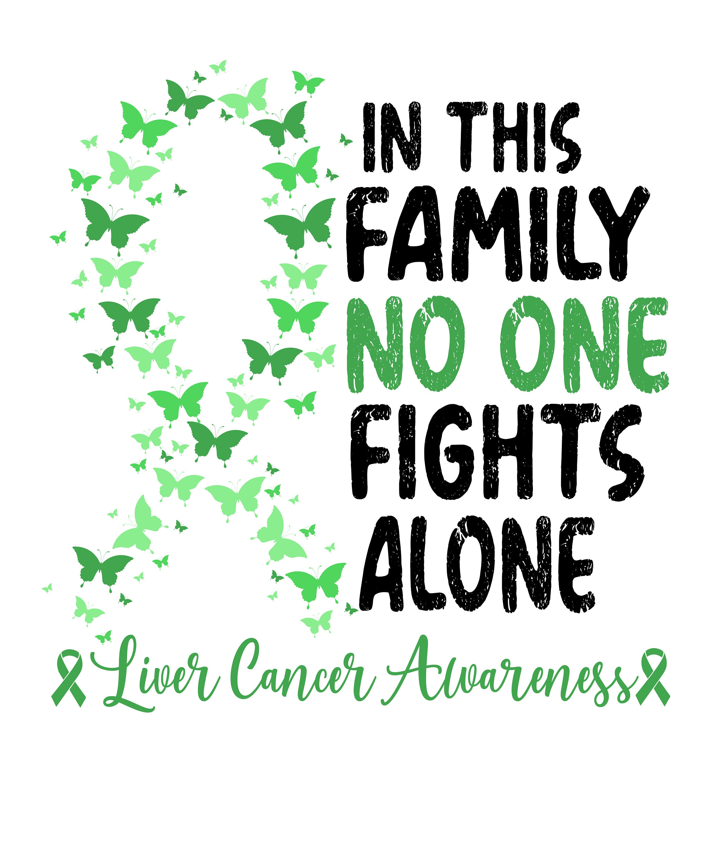 Family Support Liver Cancer Awareness Svg Png, Green Ribbon Liver ...