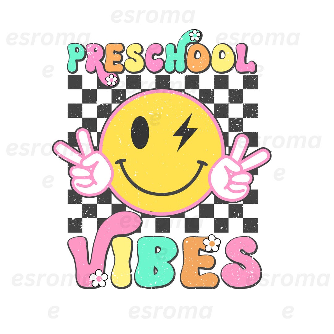 Preschool Vibes Smile Face Svg Png, Back to School Pre-k PNG, Pre-k ...