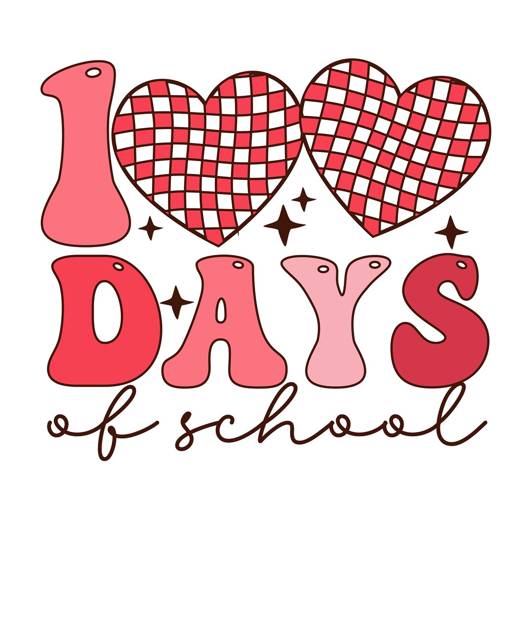 100 Days of School Retro Svg Png, 100 Days of School Valentines Day SVG ...